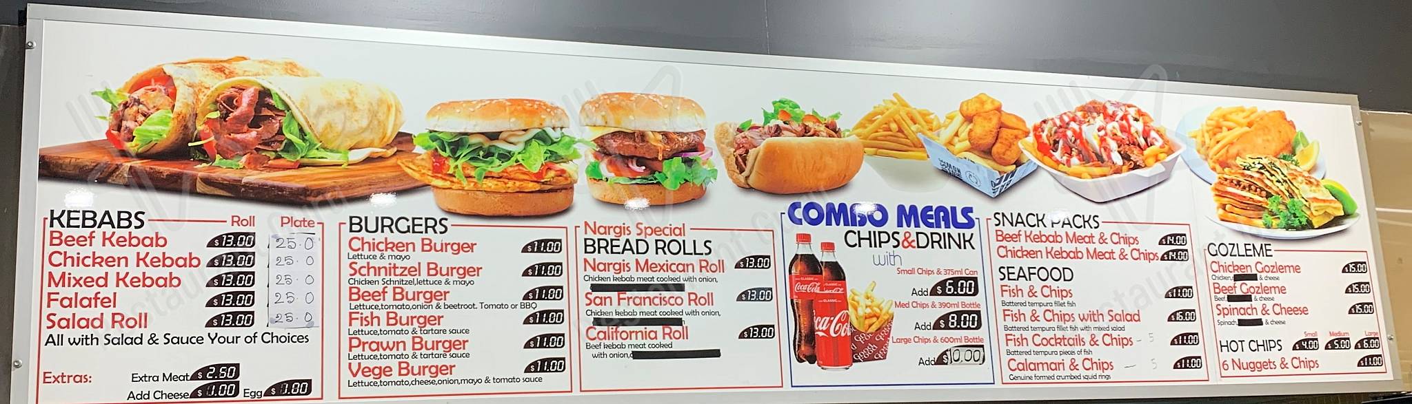Menu at Nargis Indian and Kebab restaurant, Warabrook