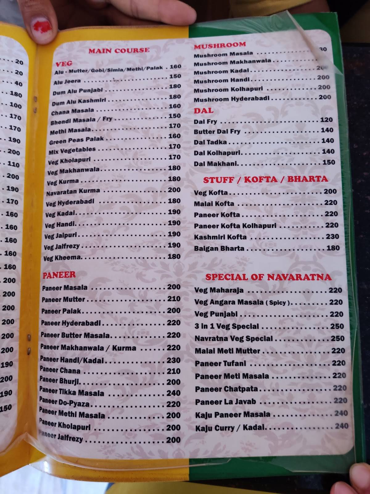 Menu at Navratna Udupi Pure Veg Family Restaurant, Morjim