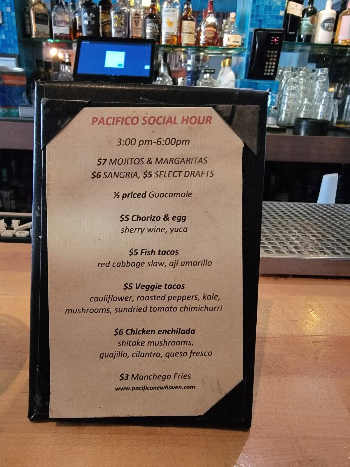 Menu at Pacifico pub & bar, New Haven