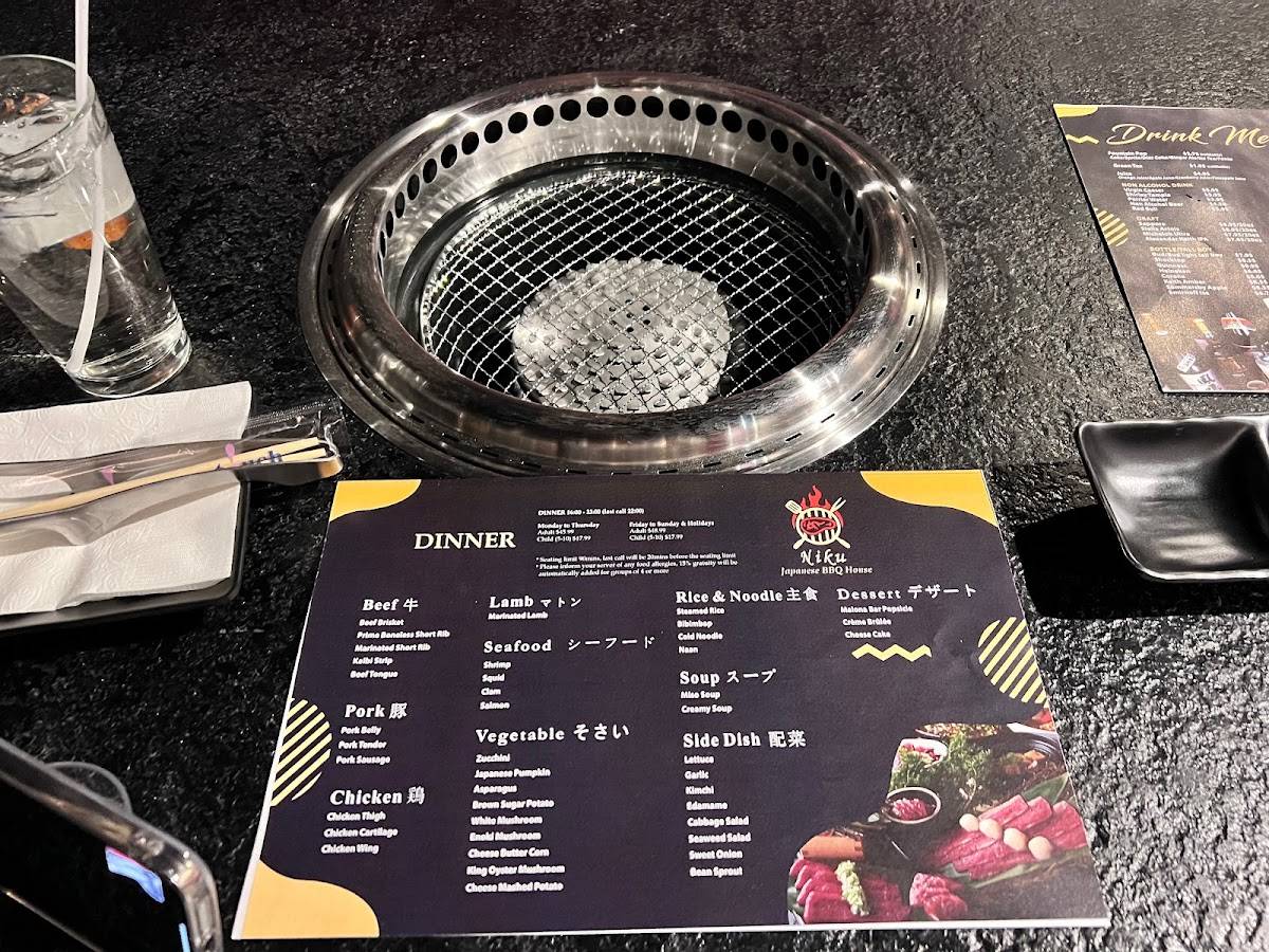 Menu at Niku Japanese BBQ, Niagara Falls