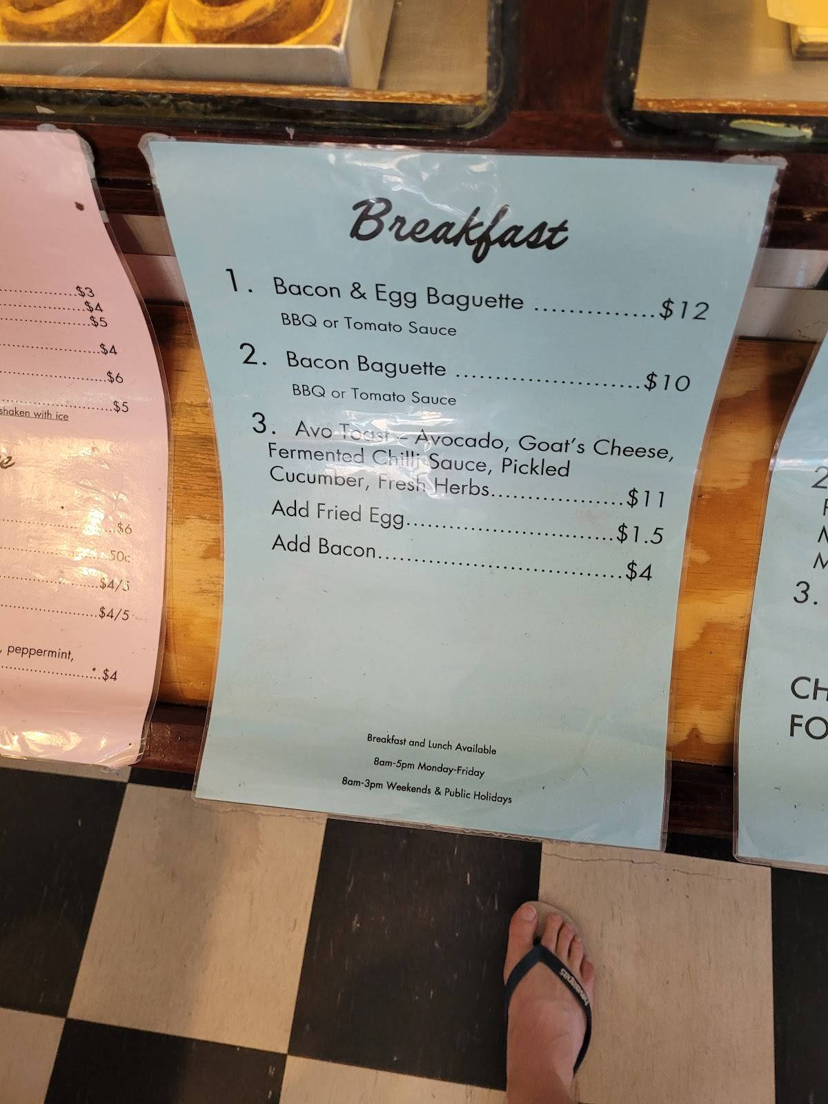 Menu at North Street Store cafe, Cottesloe