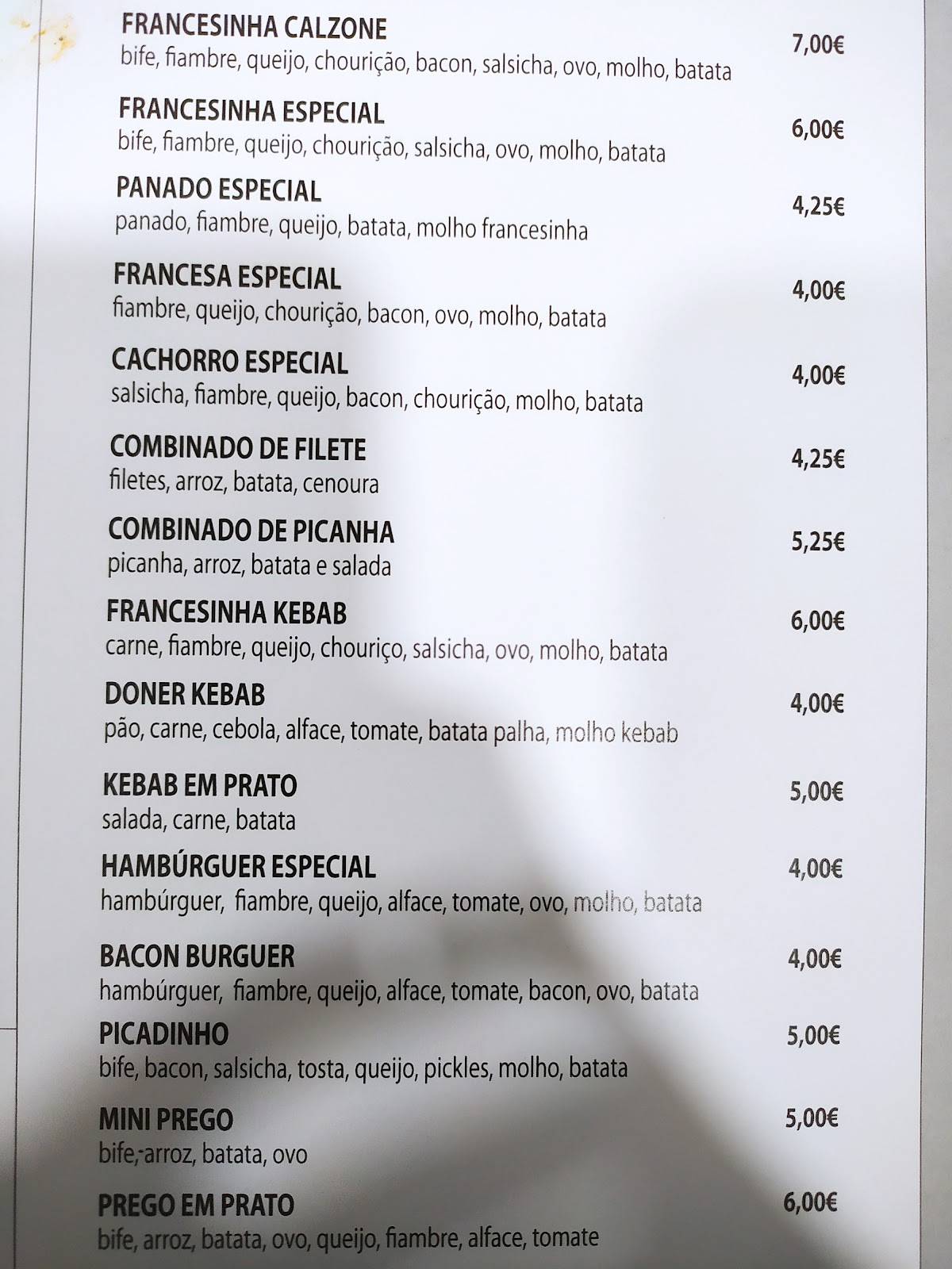 Menu em Novo Fafe - Padaria, Pastelaria, Snack-Bar - Pizzaria, Fafe