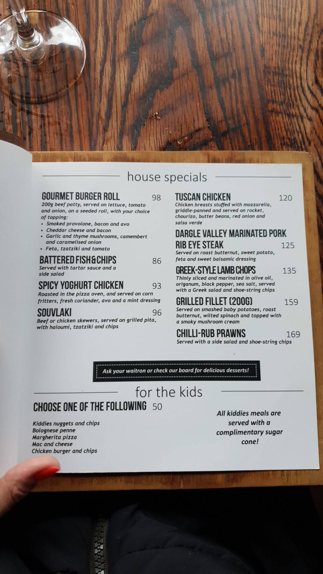 Menu at O&O Cafe, Westville