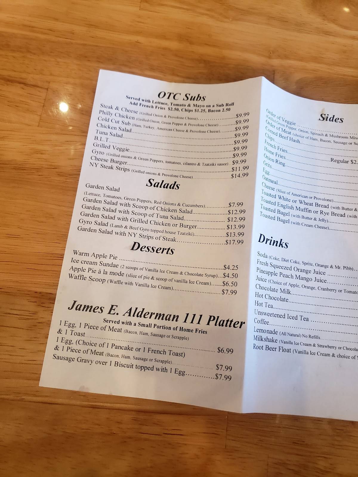 Menu at OTC Bar & Grille, Gaithersburg
