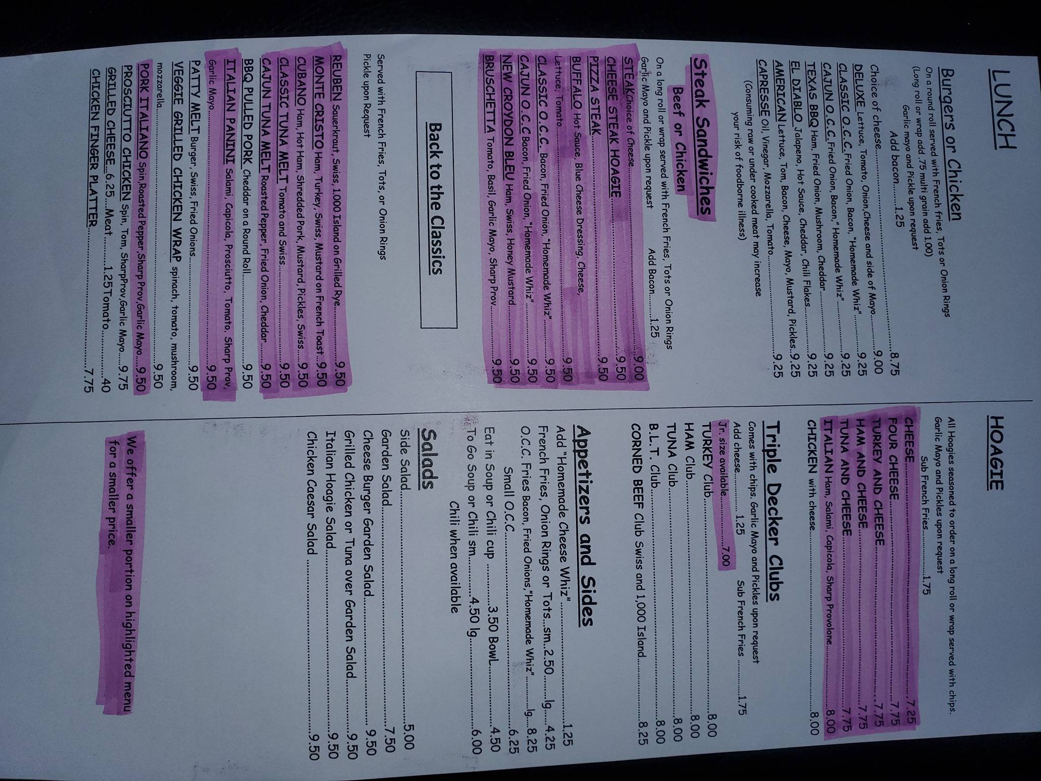 Menu at Old Croydon Cafe, Croydon