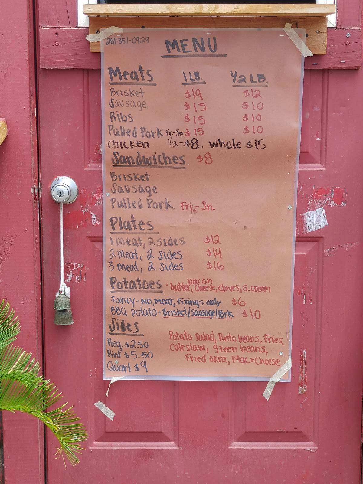 Carta de Old Tomball BBQ, Tomball