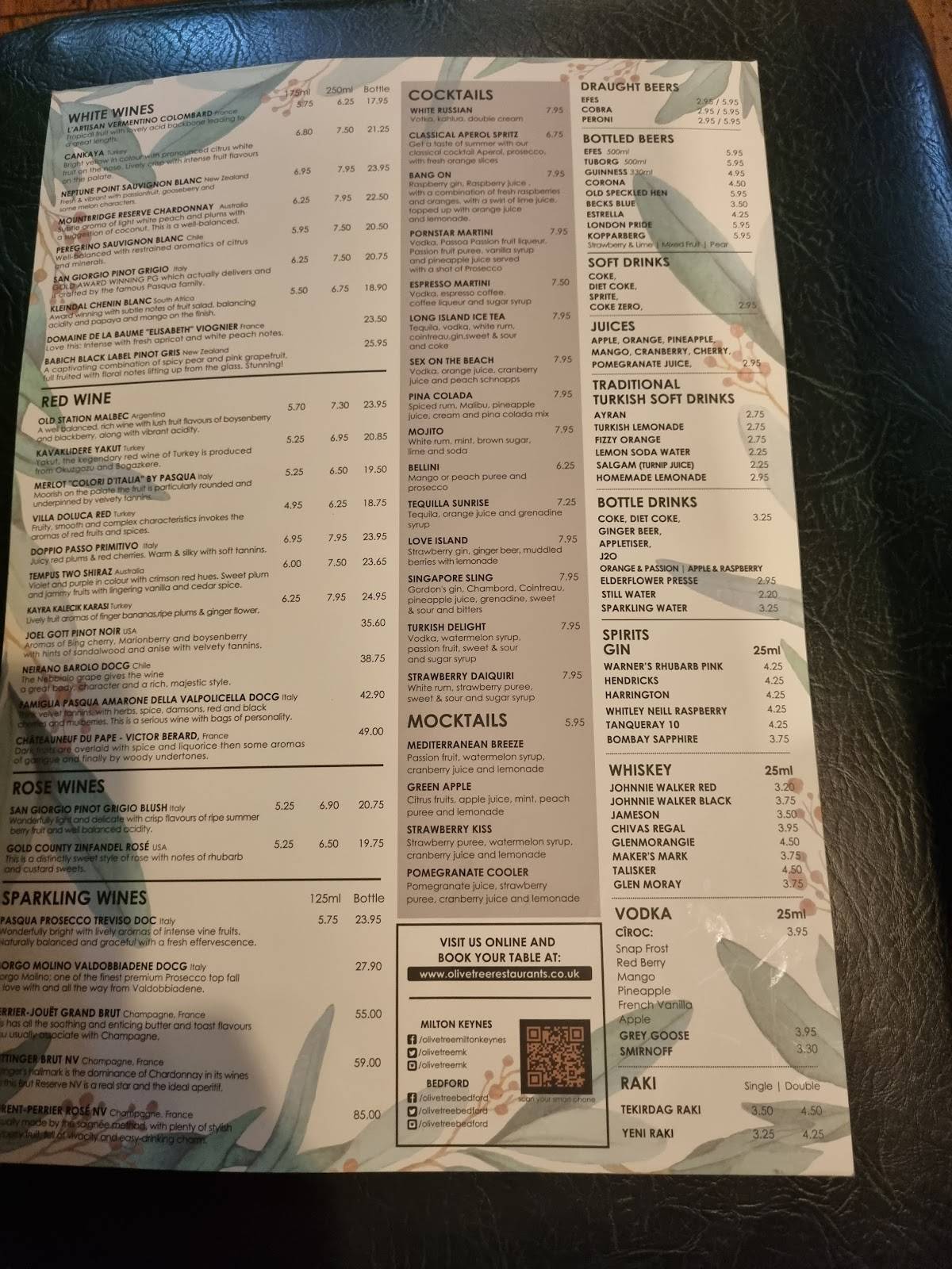 Menu at Olive Tree Turkish Mediterranean Restaurant and Bar, Milton Keynes