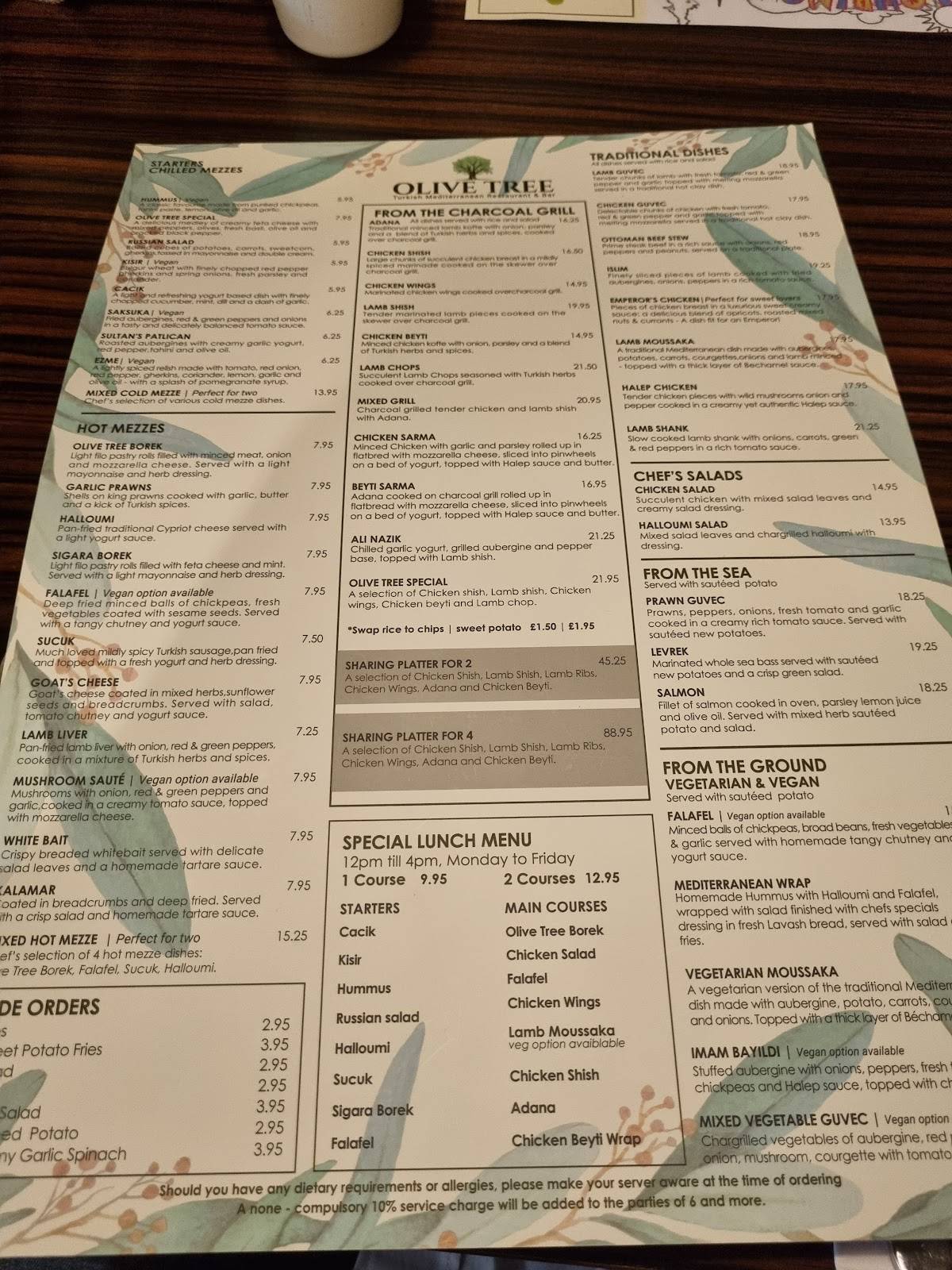 Menu at Olive Tree Turkish Mediterranean Restaurant and Bar, Milton Keynes