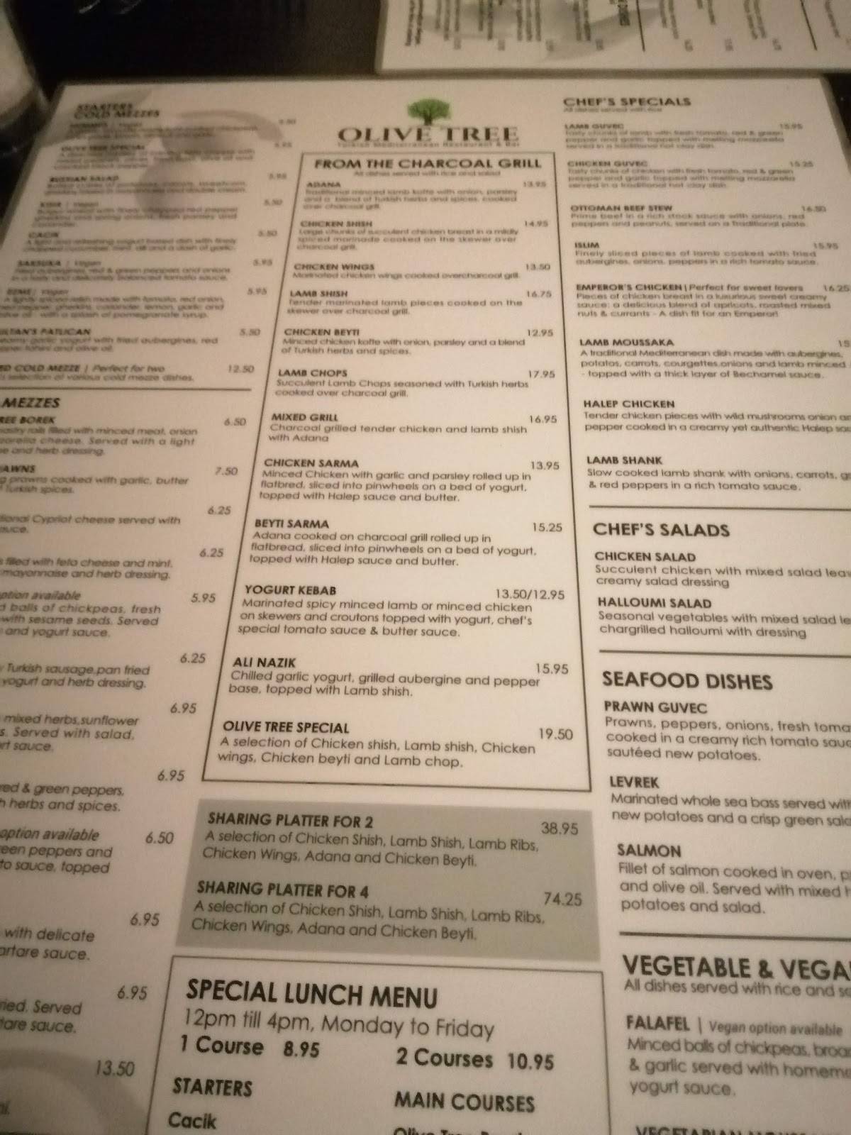 Menu at Olive Tree Turkish Mediterranean Restaurant and Bar, Milton Keynes