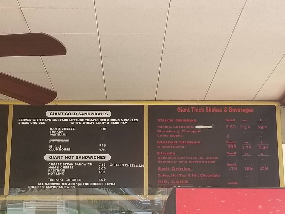 Menu at Original Giant Burger restaurant, San Leandro, 750 Doolittle Dr