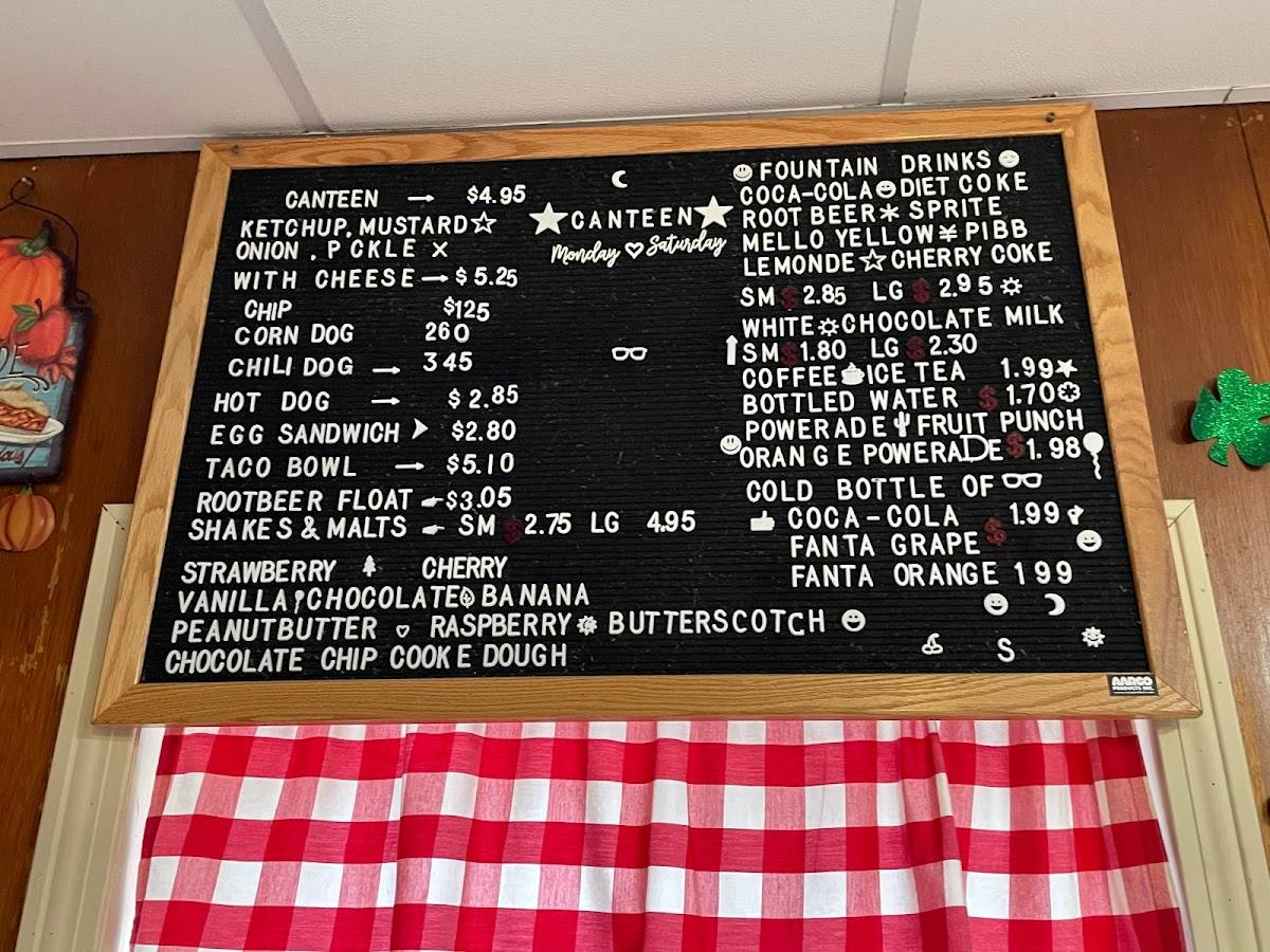 Menu at Canteen Lunch in the Alley restaurant, Ottumwa
