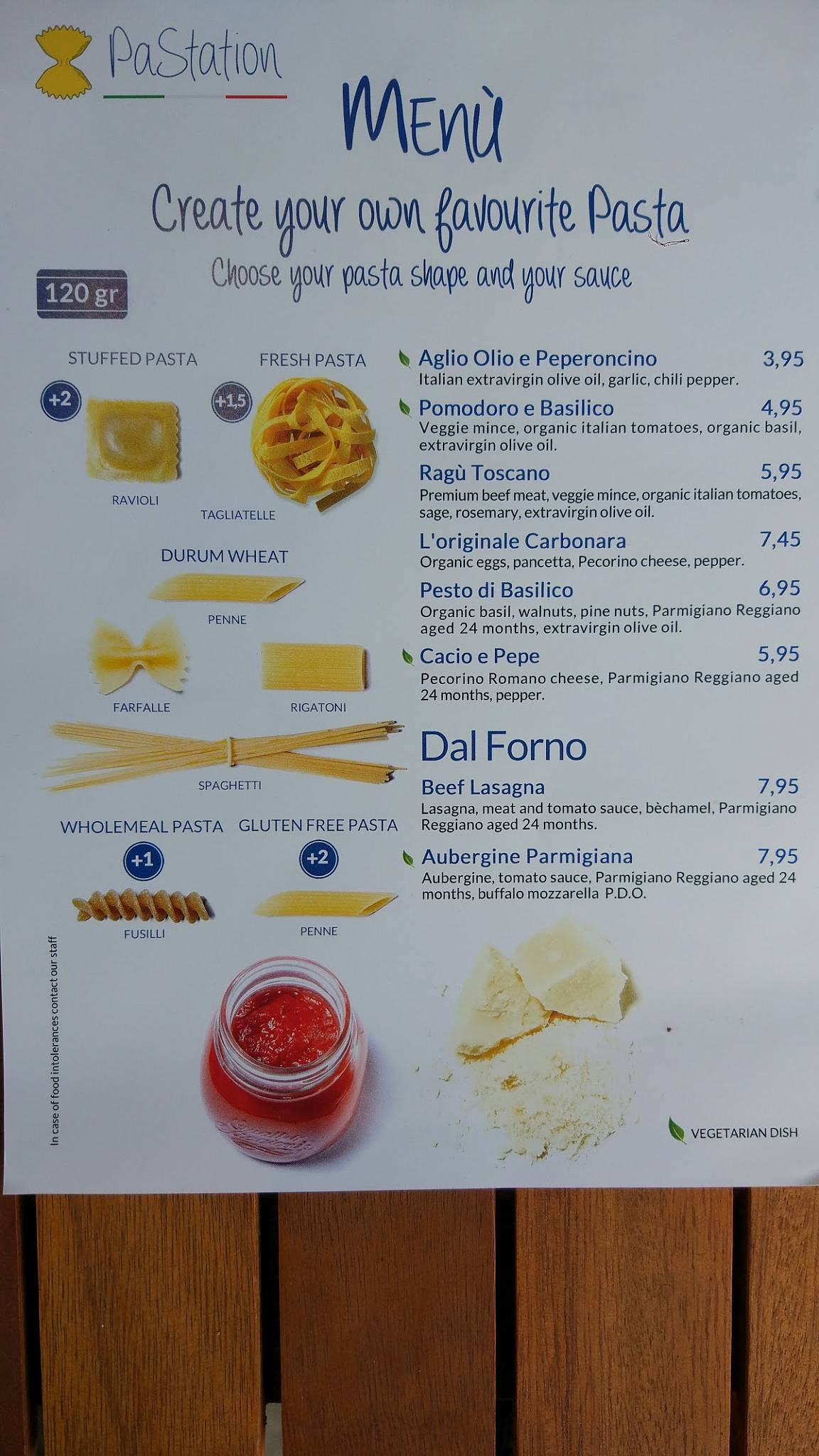Menu at PaStation restaurant, London