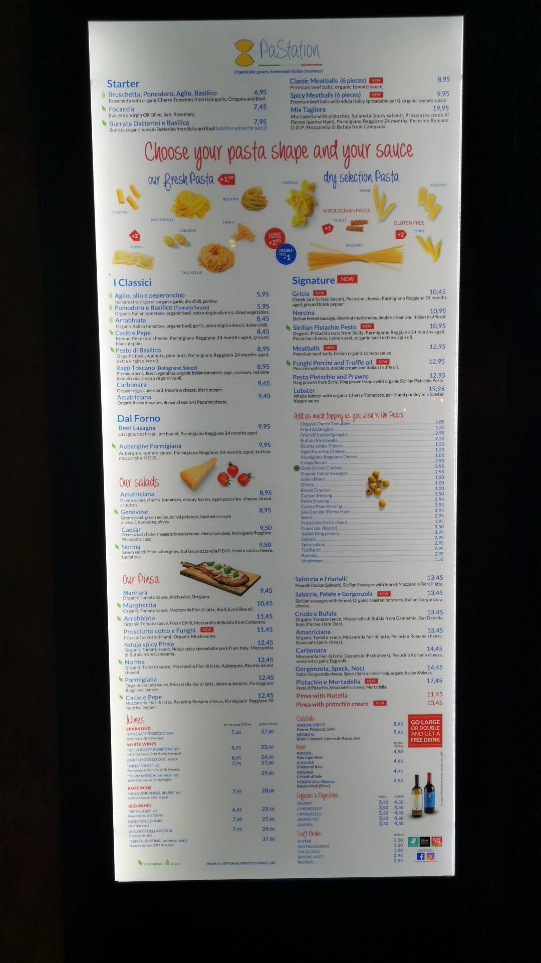Menu at PaStation restaurant, London