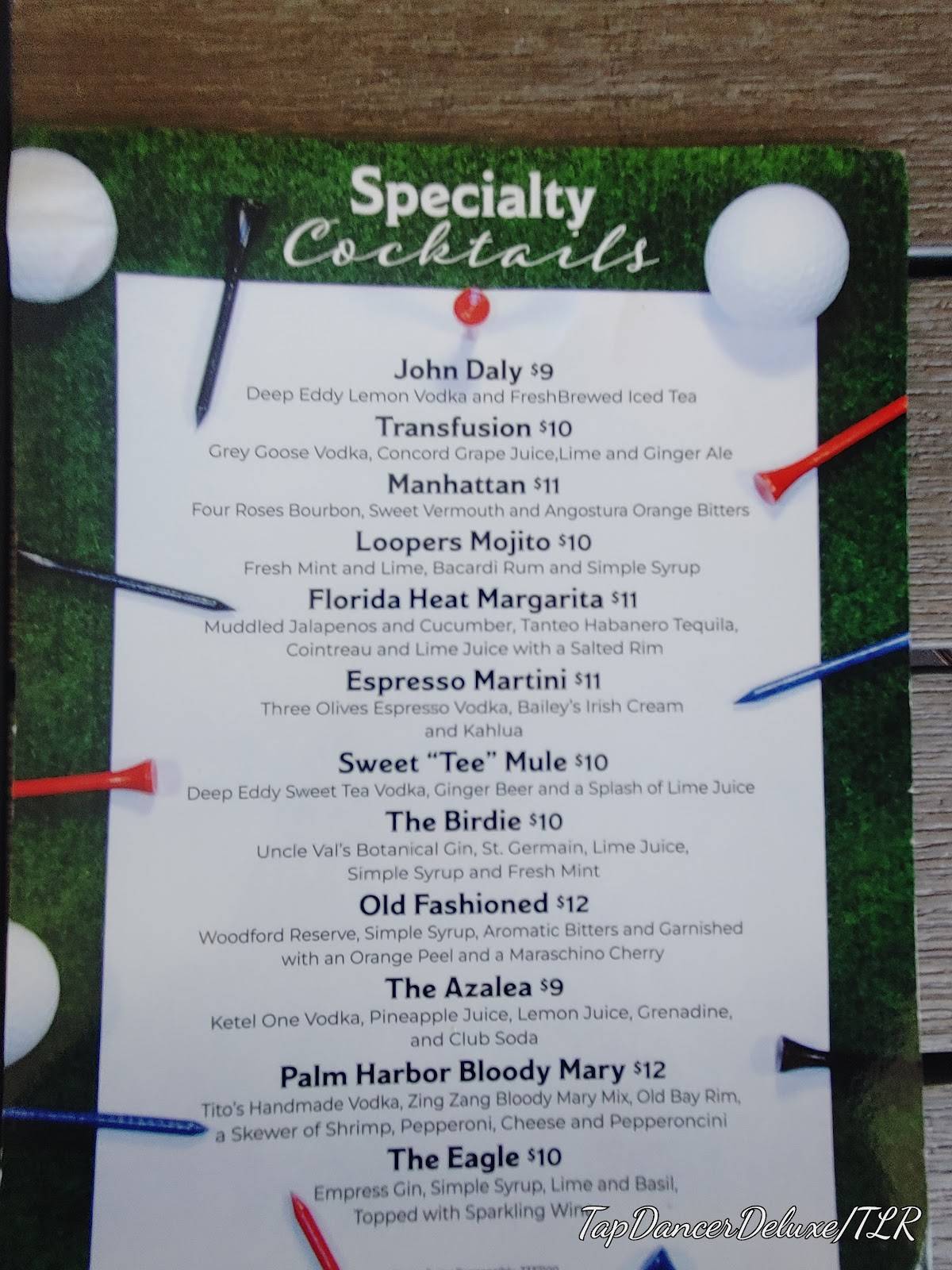 Menu at Loopers Par & Grille restaurant, Palm Coast