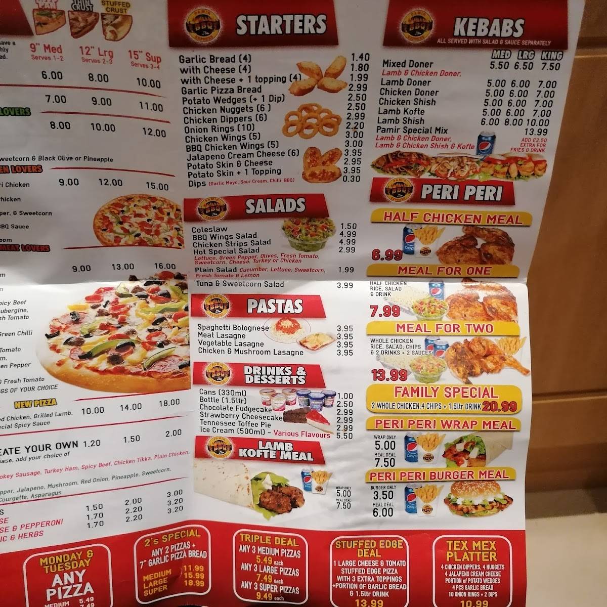 Carta de Pamir BBQ Express, Bournemouth, 830 Wimborne Rd