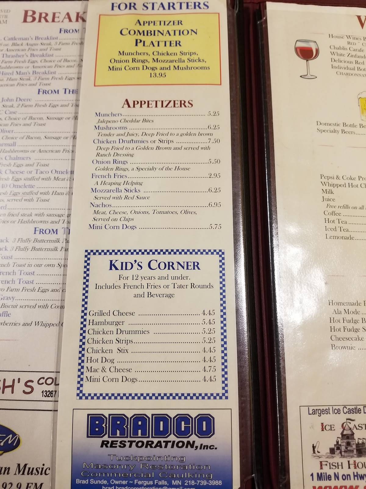 Menu at West Forty Restaurant, Park Rapids, 906 1st St W