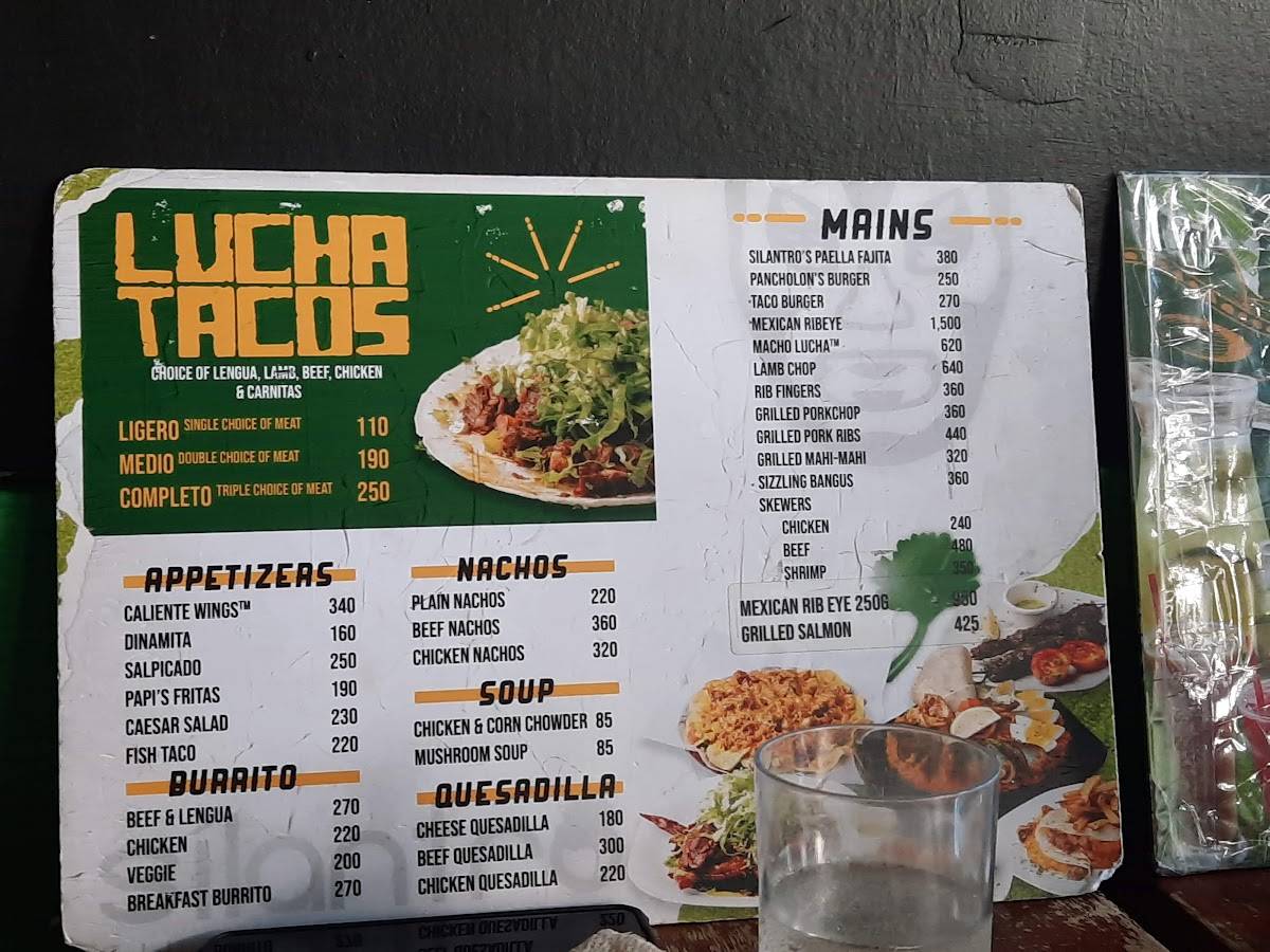 Menu at Silantro Fil-Mex Cantina restaurant, Pasig