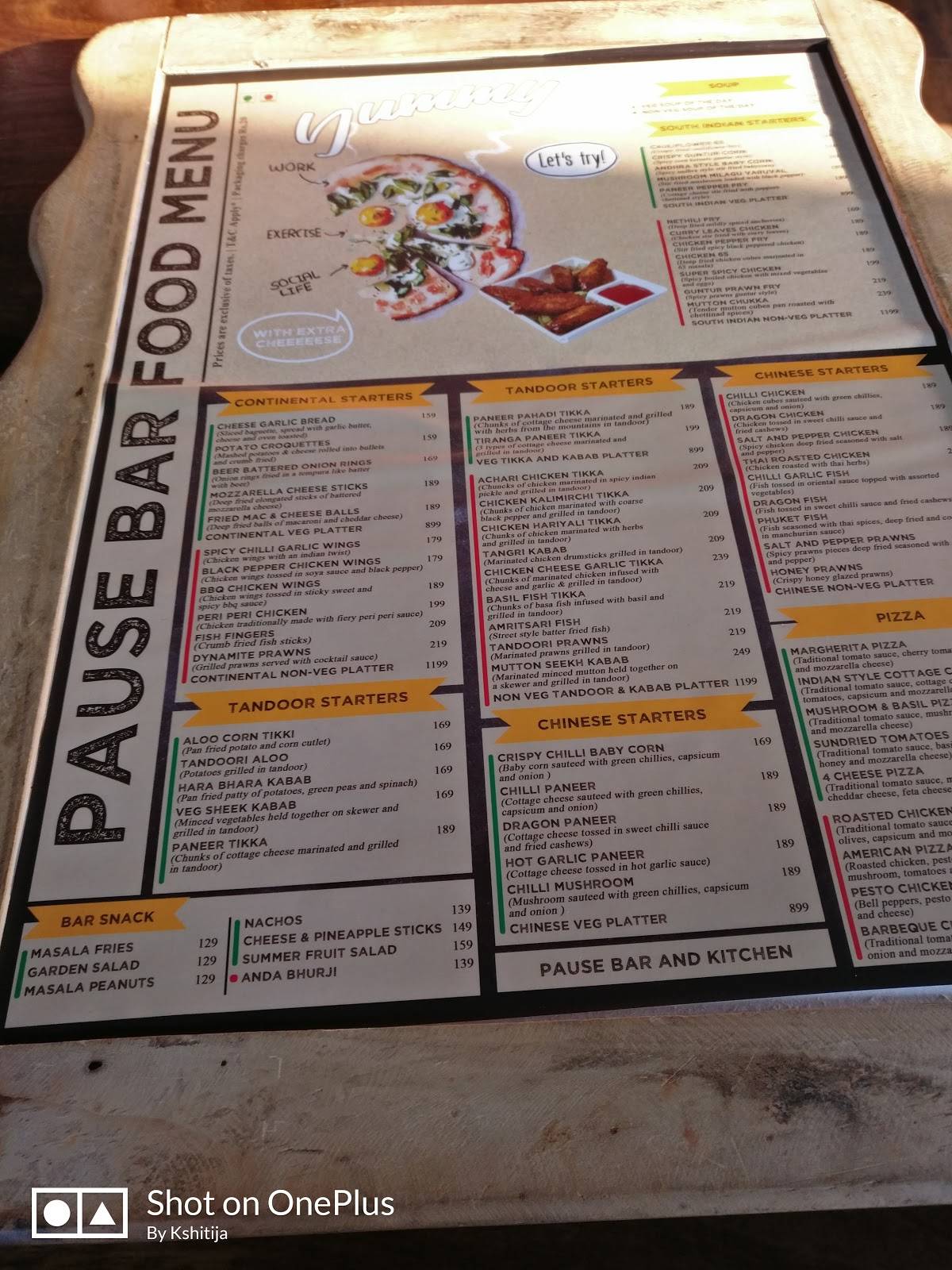 Menu at Pause Bar and Kitchen, Chennai, First Floor