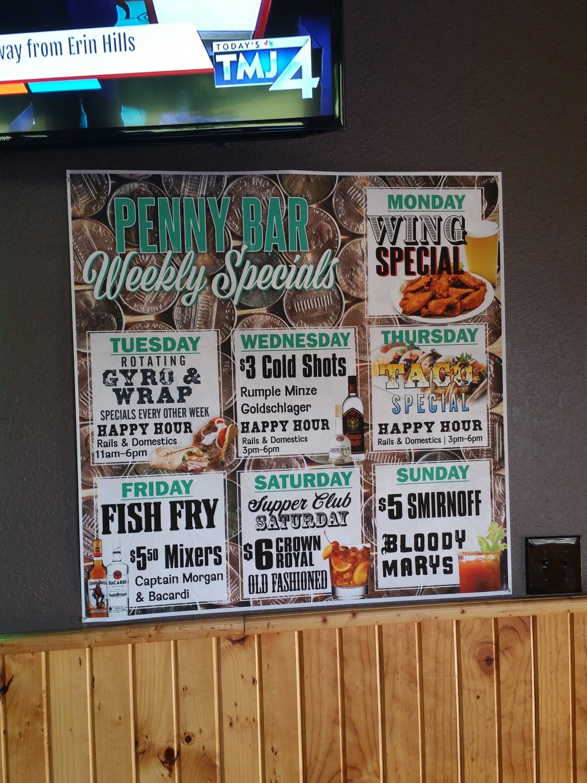Menu at Penny Bar, Wind Lake