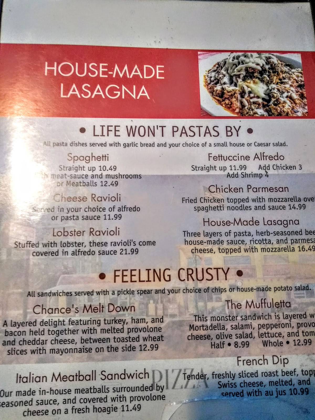 Menu at Lillian’s Pan Pizza pizzeria, Perdido Key
