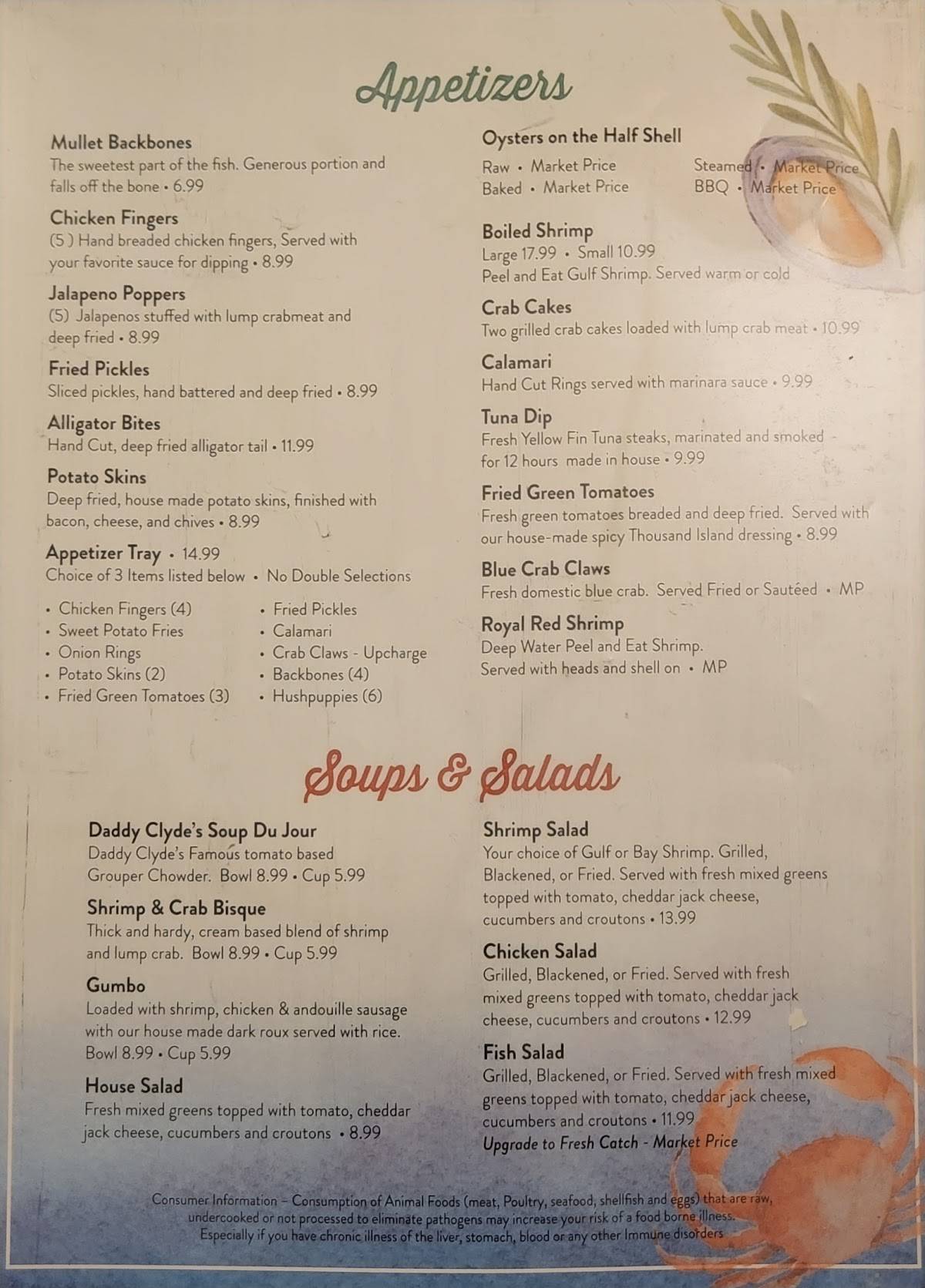 Menu at The Point Restaurant, Perdido Key