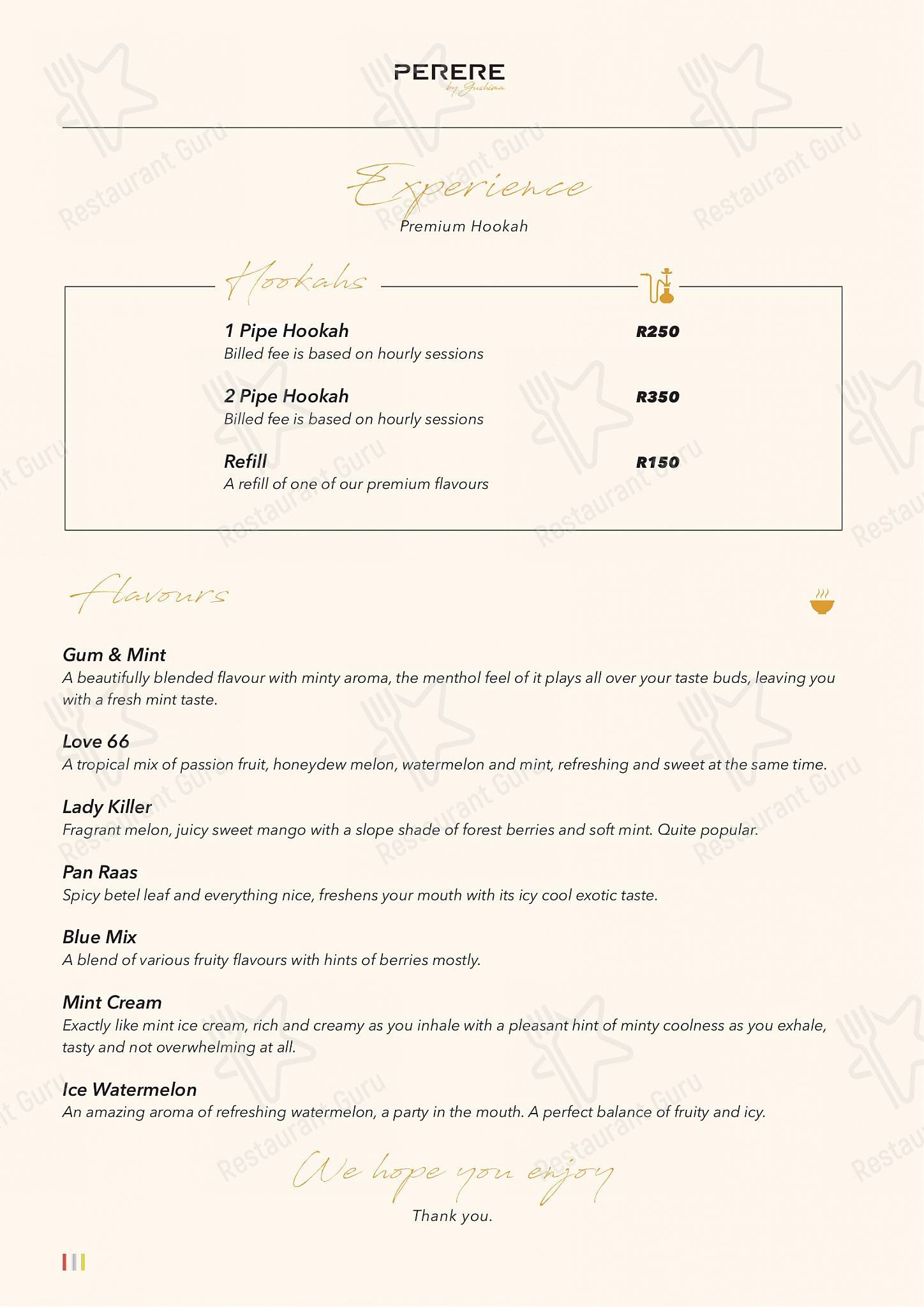 Menu at Perere Midrand restaurant, Midrand, 5th Rd