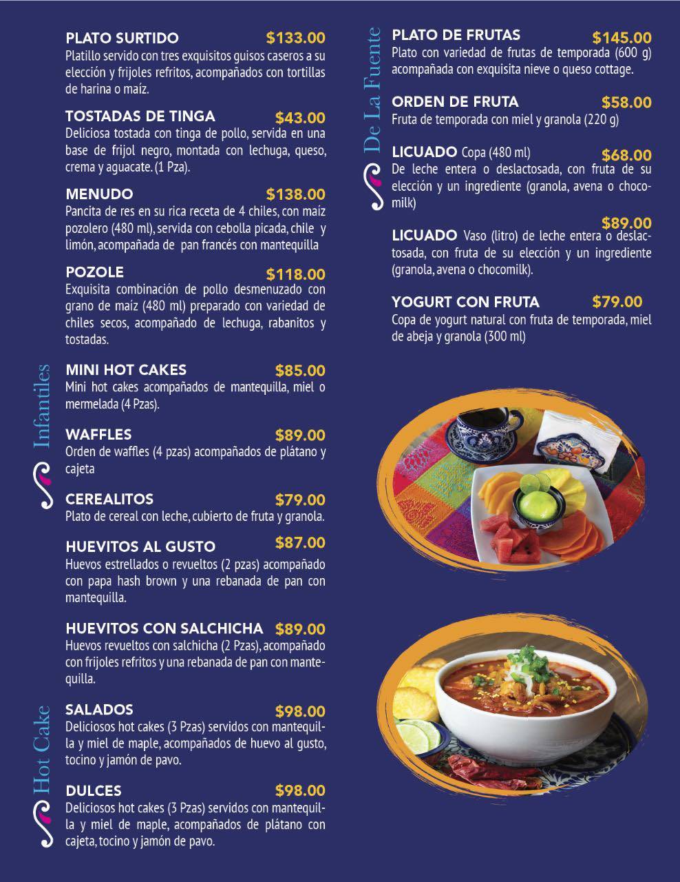 Menu at Talavera Café and Grill, Piedras Negras