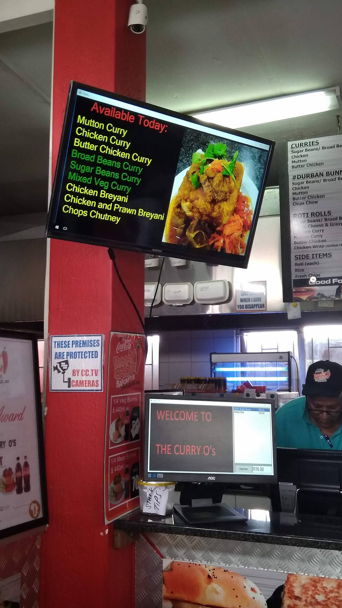 Menu at The Curry O's restaurant, Pinetown