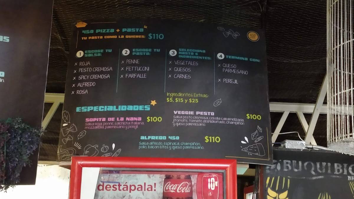 Menu at 450° Grados Pizza a la Leña pizzeria, Nogales