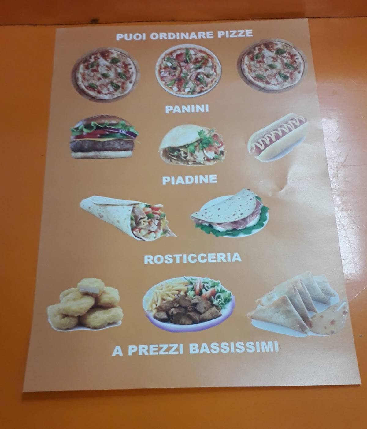 Menu da Arena pizzeria kebab, Verona