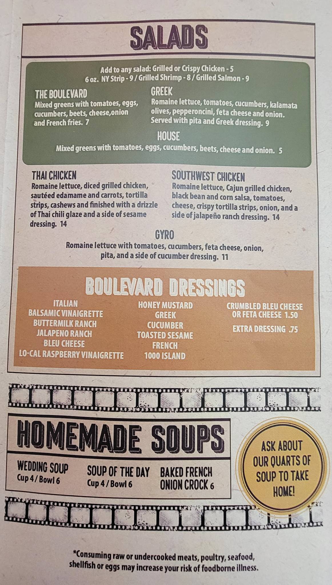Menu at Boulevard (Greensburg) pizzeria, Greensburg