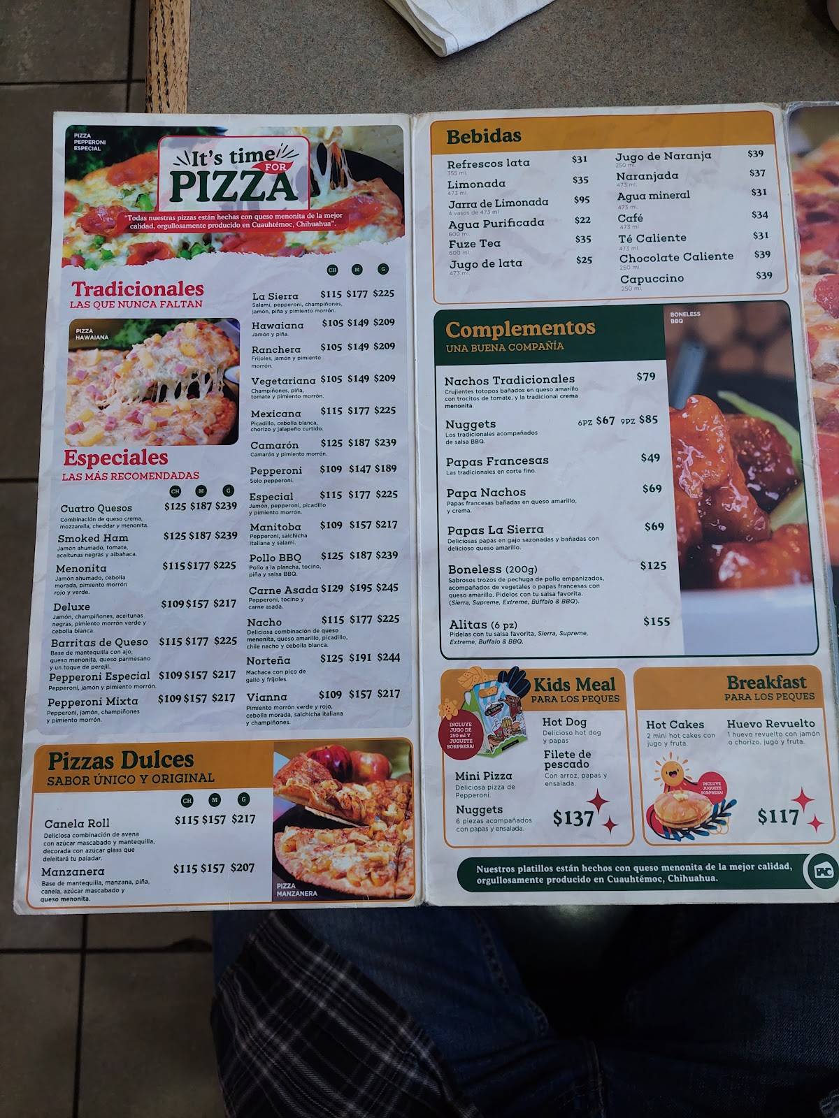 Carta de Pizzería La Sierra, Nuevo Casas Grandes, Av Benito Juárez No ...