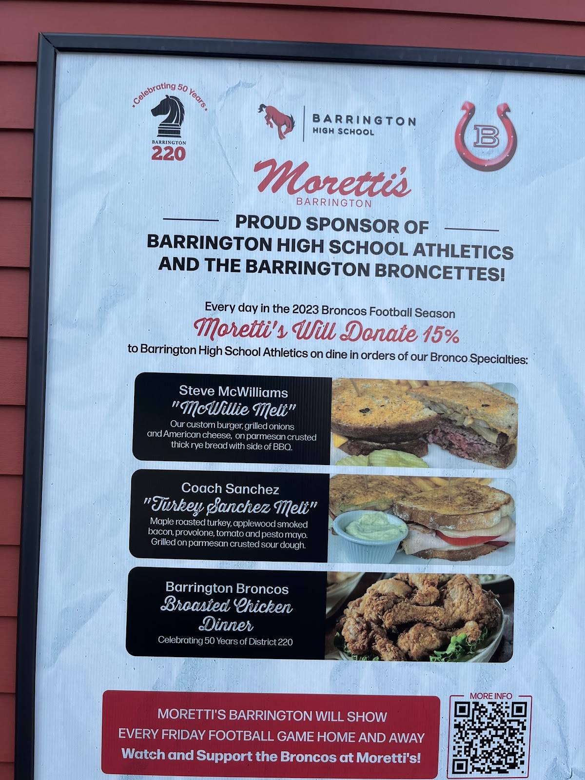 Menu at Moretti's Barrington, Barrington