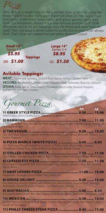 Menu at Overbrook Pizza pizzeria, Philadelphia, N 63rd St
