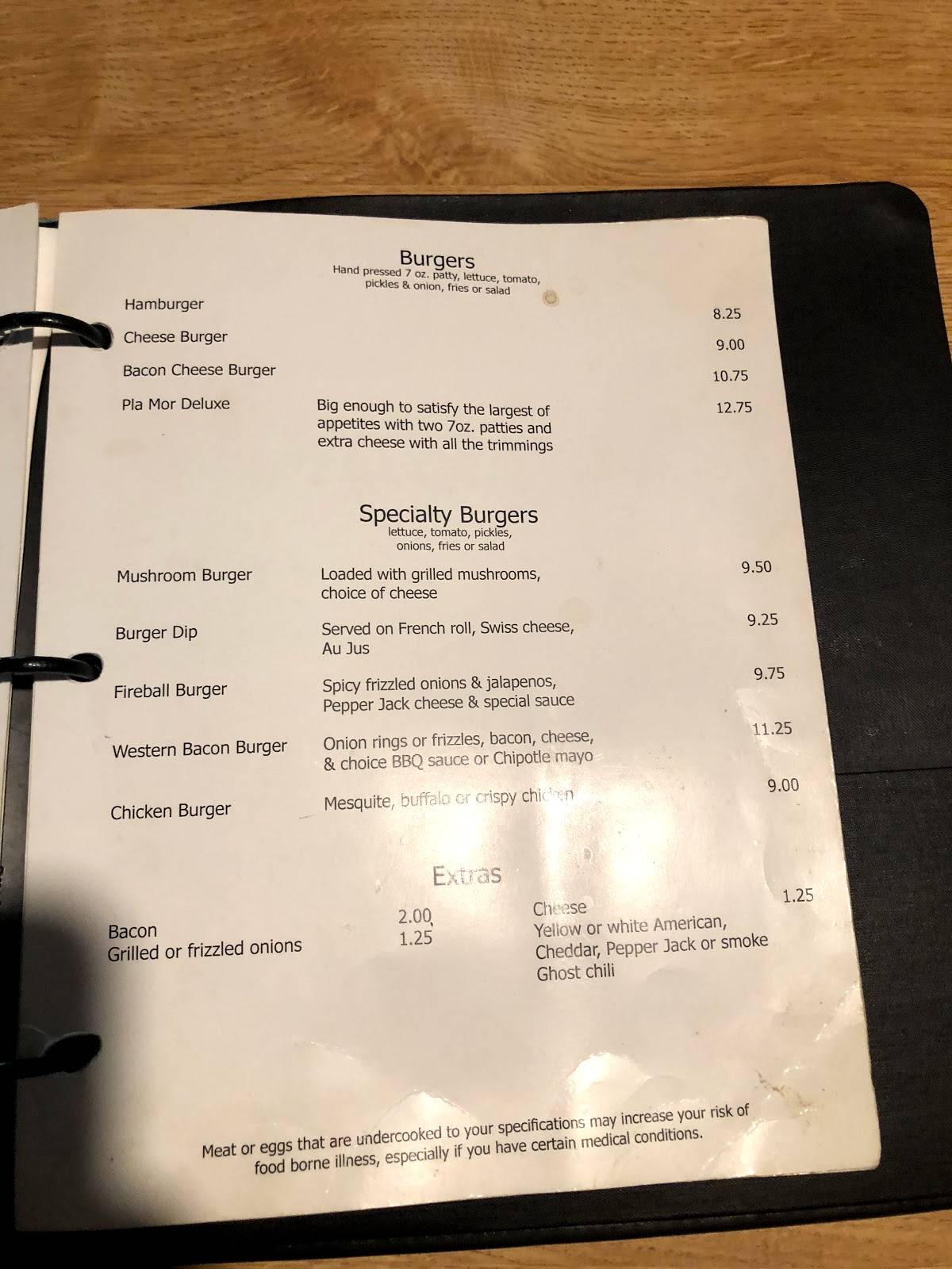 Menu at Pla-Mor Bar & Grill, Maple Valley