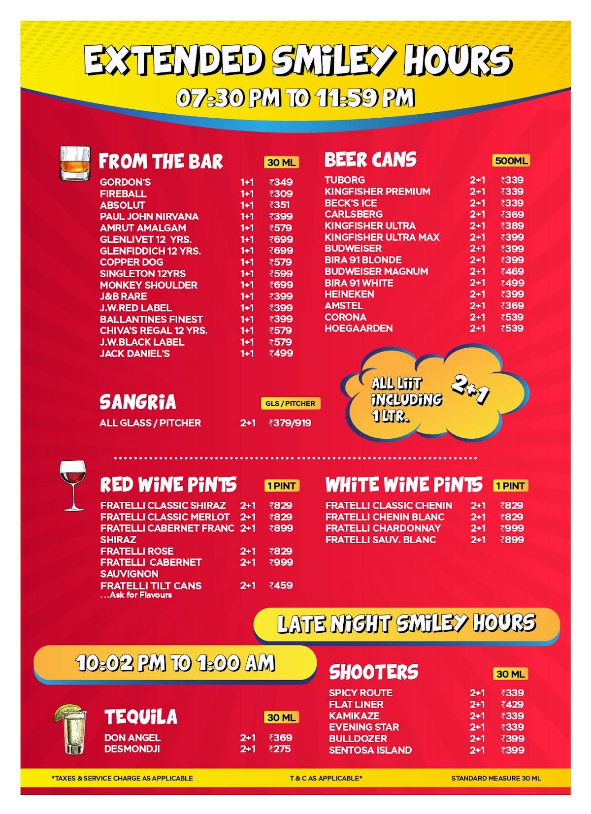 Menu at Pop Tate's R-City Mall, Mumbai