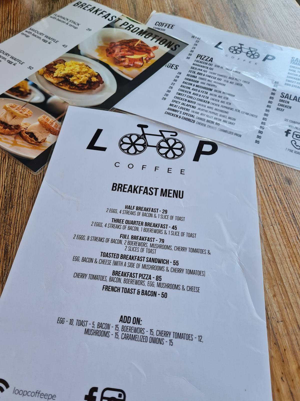 Menu at Loop Coffee cafe, Port Elizabeth