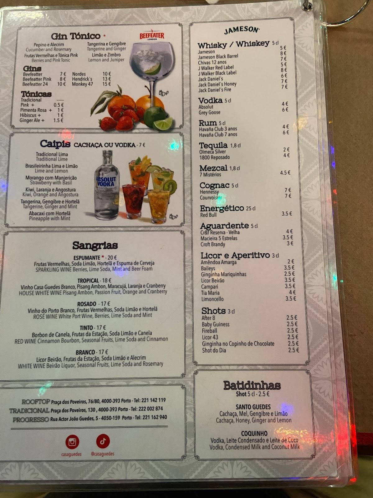 Menu at Casa Guedes Tradicional restaurant, Porto