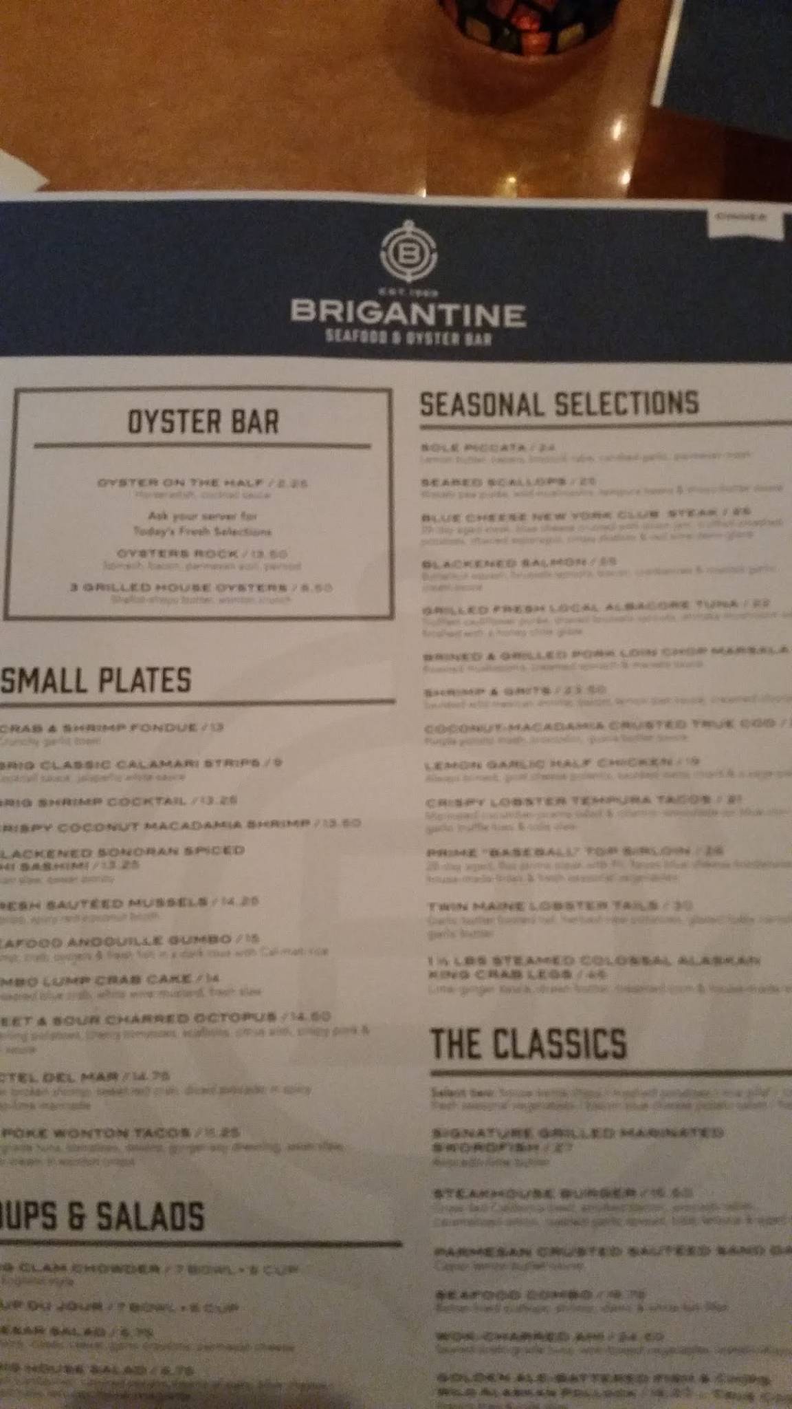 Menu at Brigantine Seafood & Oyster Bar, Poway, Poway Rd