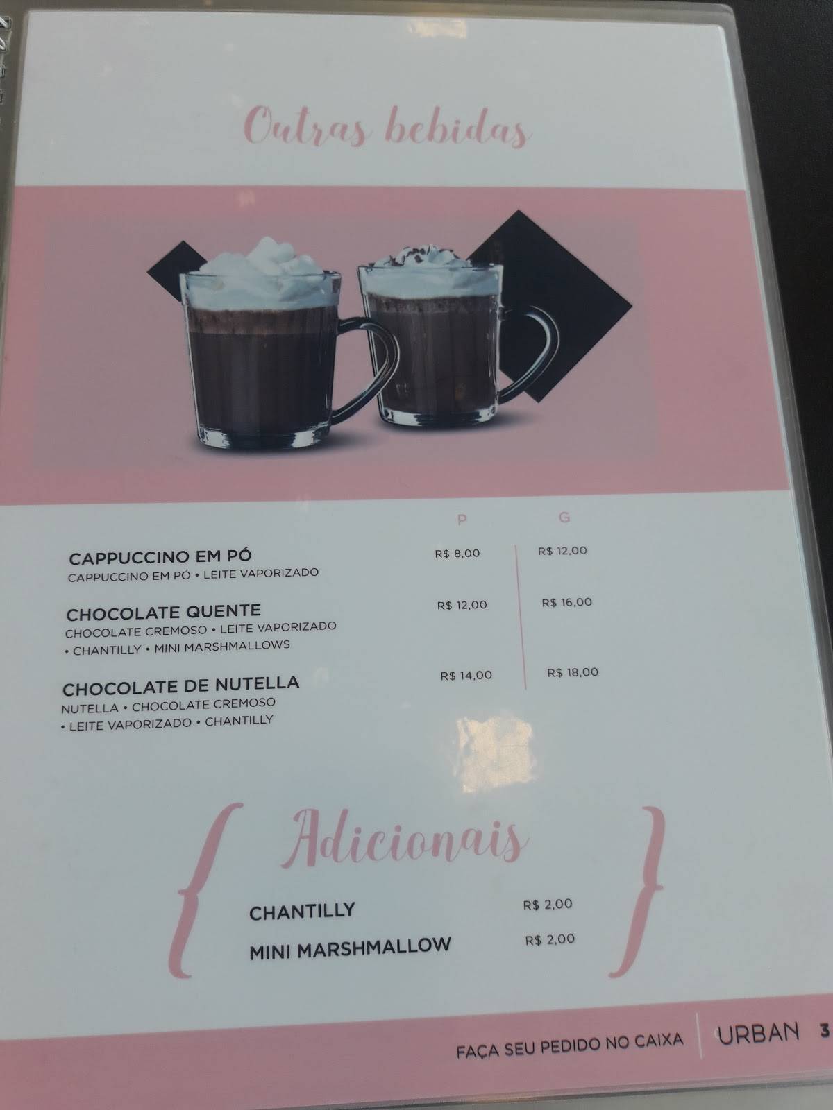 Menu em Urban Café, Presidente Prudente
