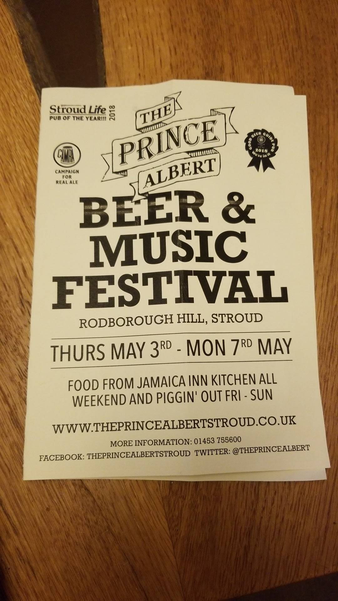 Menu at Prince Albert Inn pub & bar, Stroud