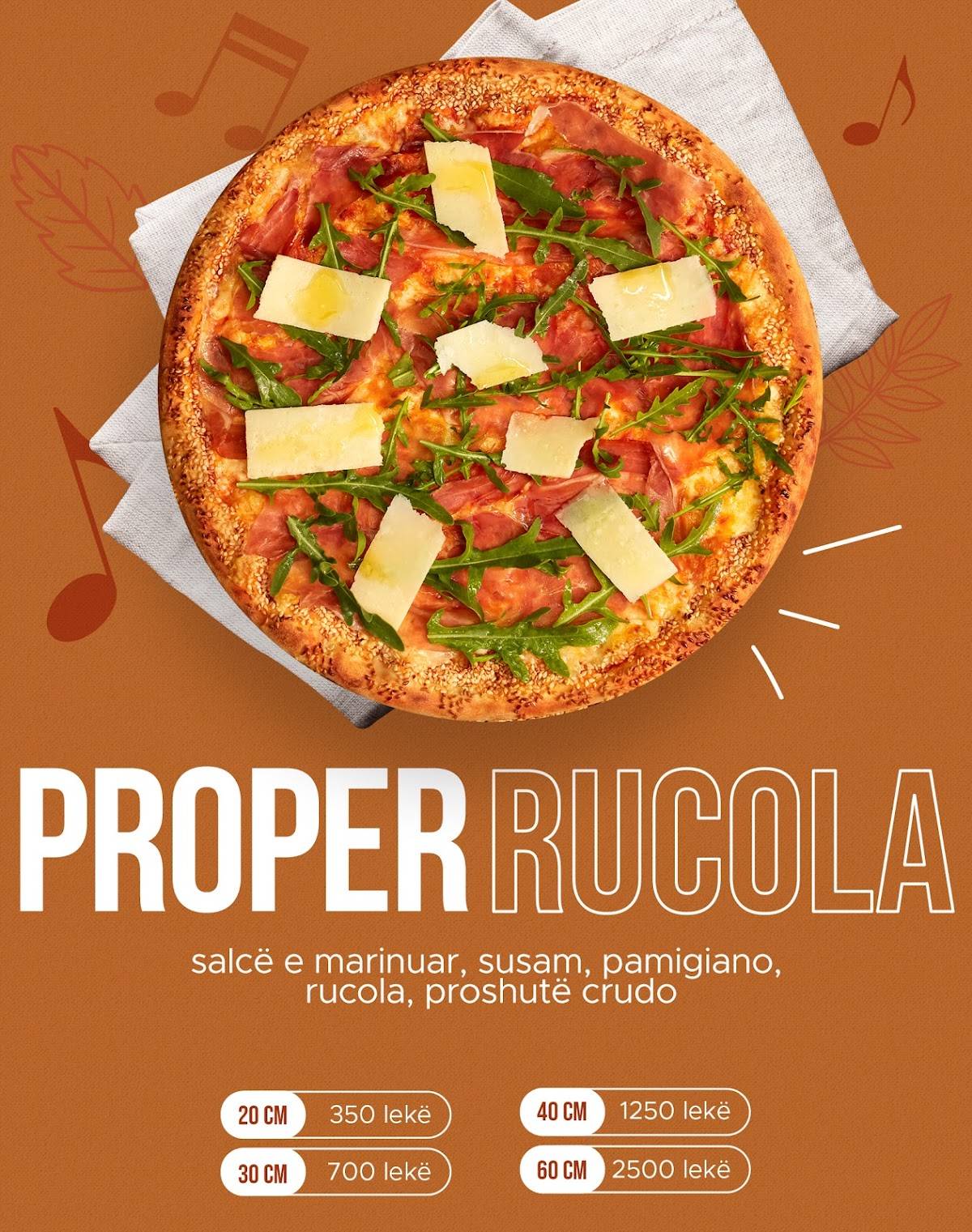 Menu at Proper Pizza "Stadiumi Dinamo" restaurant, Tirana, Gjin Bue Shpata