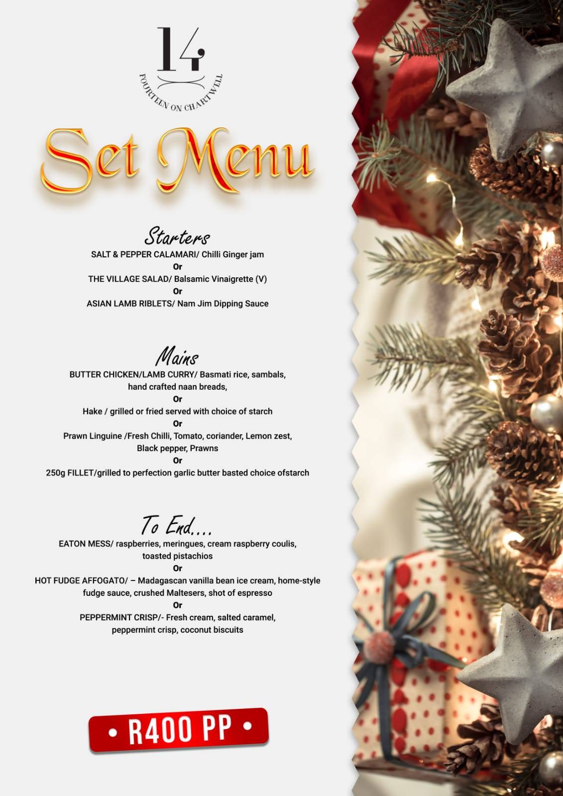 Menu at 14 on Chartwell pub & bar, Umhlanga