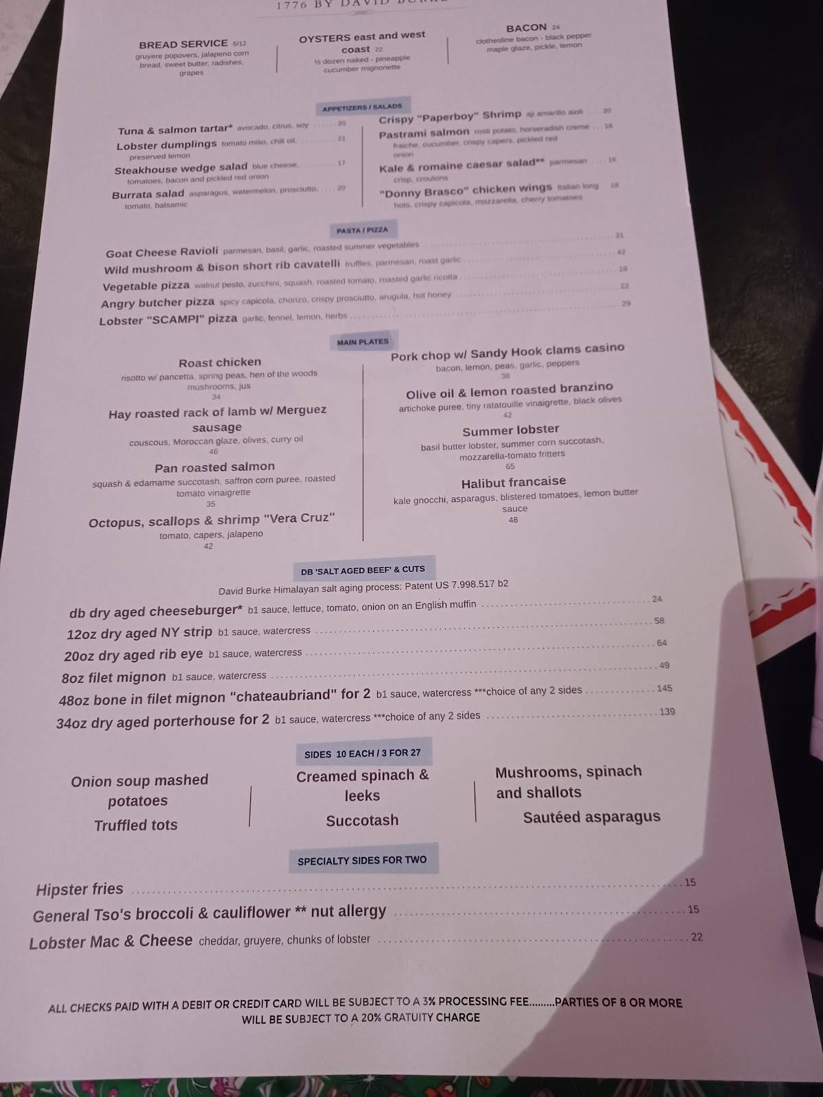 Menu at 1776 by David Burke featuring Topgolf Swing Suite pub & bar ...