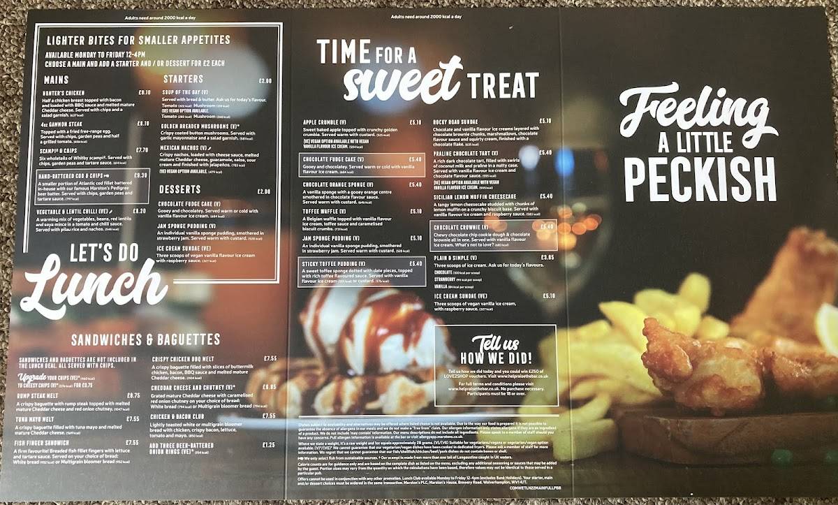 Menu at Bridge Inn pub & bar, Brewood