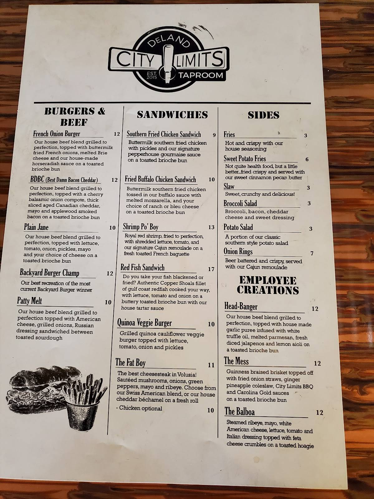 Menu at City Limits Taproom and Grille pub & bar, DeLand