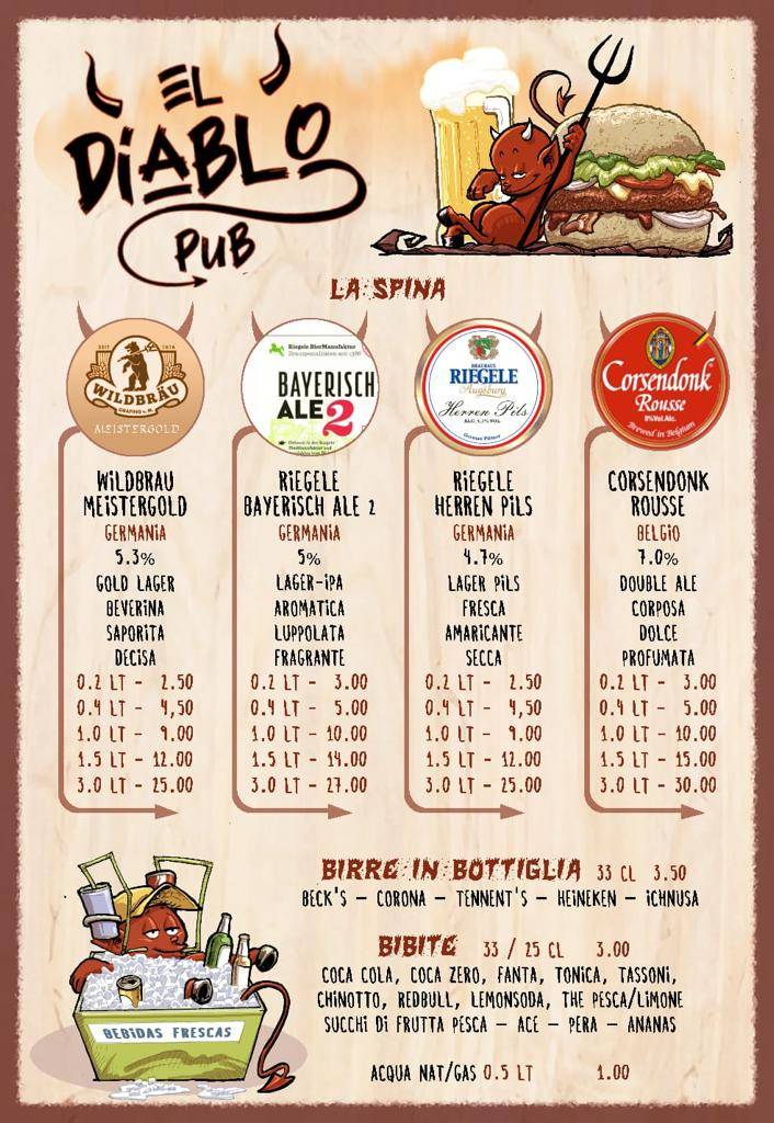 Speisekarte von El Diablo Pub, Arino