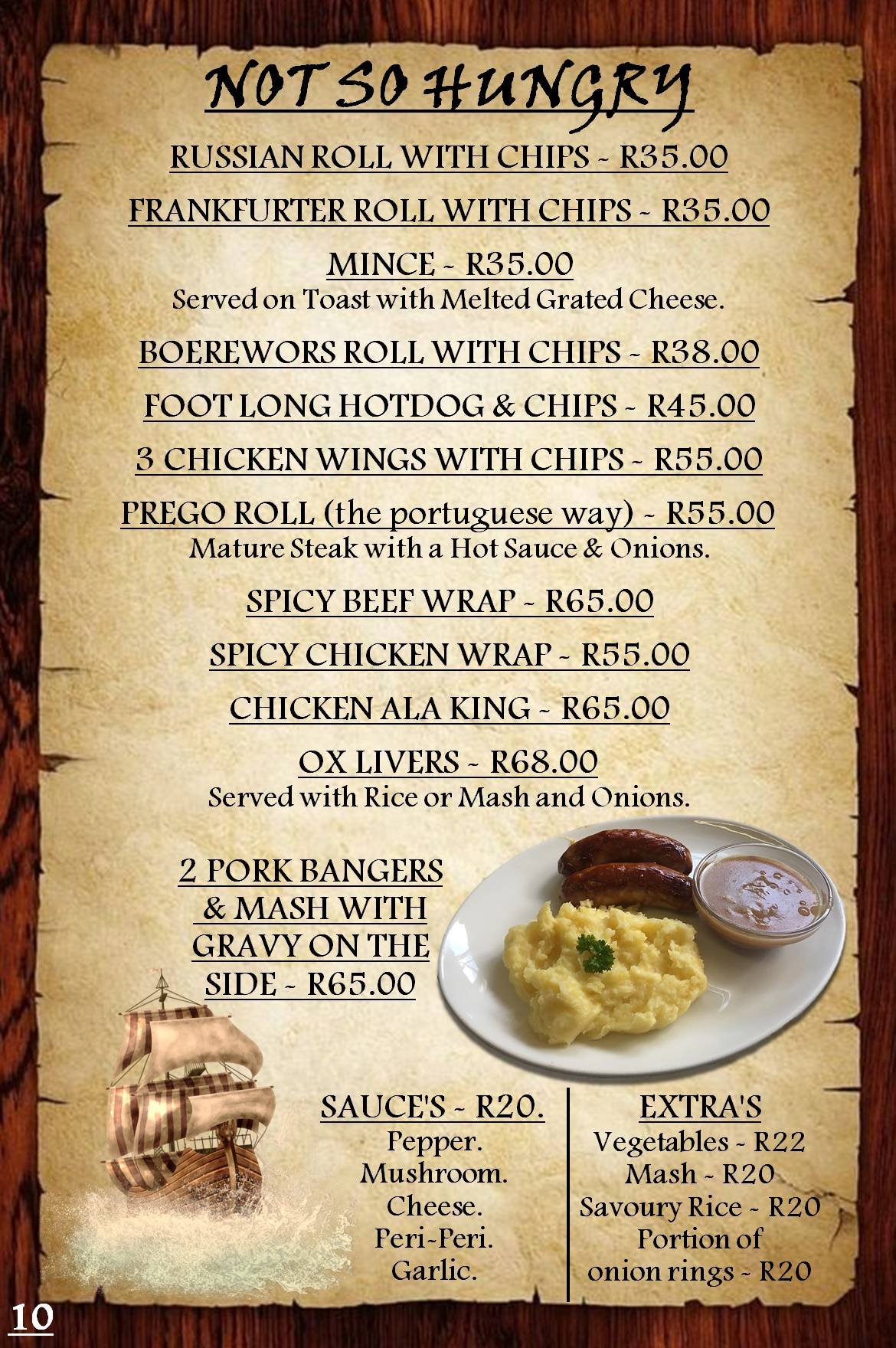 Menu at Quarterdeck Pub and Restaurant, Benoni
