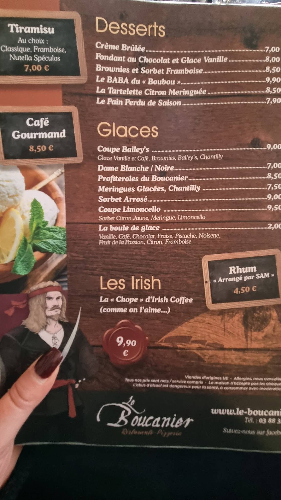 Menu au Restaurant Le Boucanier, Schiltigheim