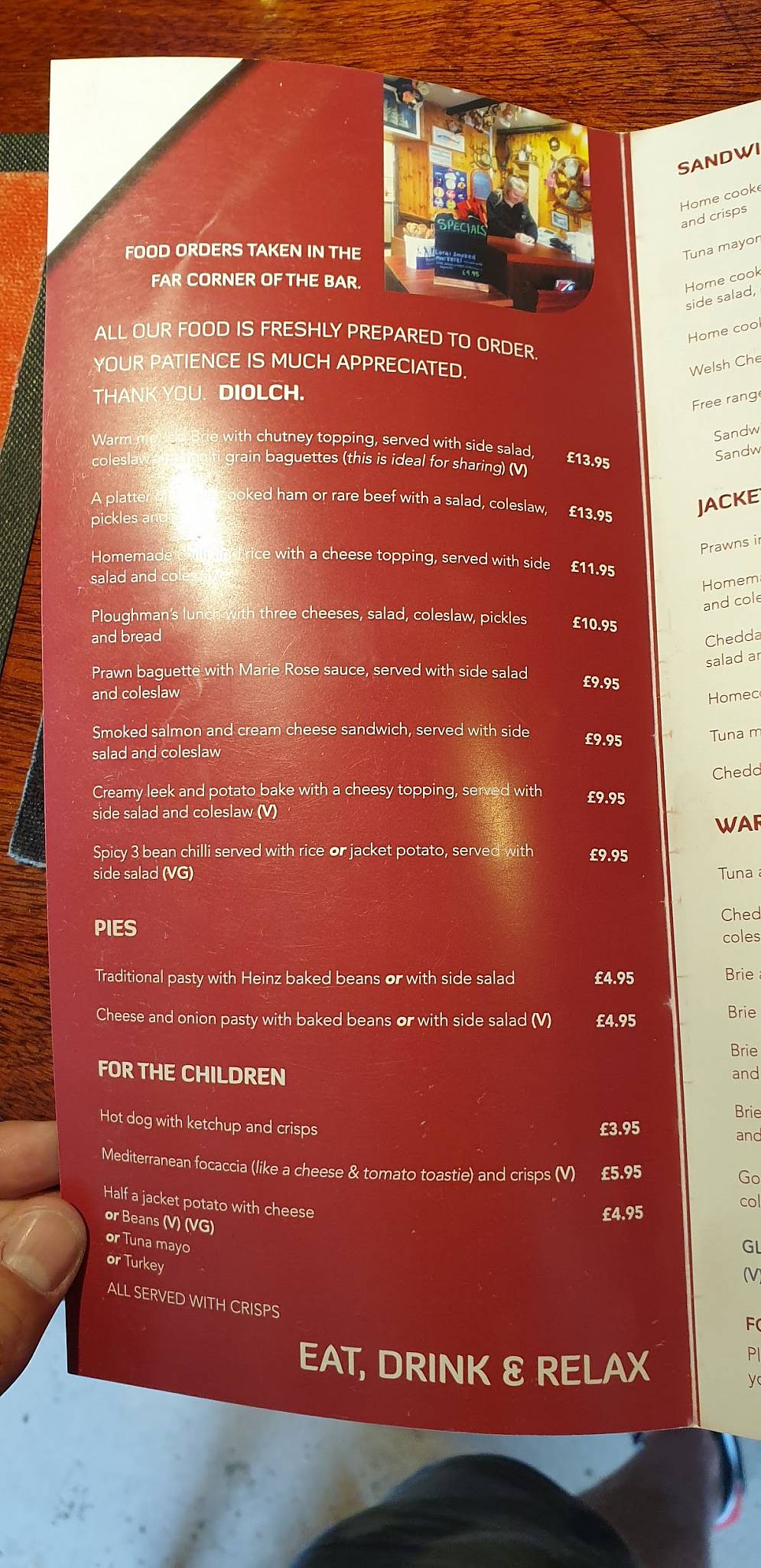 Menu at Tŷ Coch Inn pub & bar, Morfa Nefyn